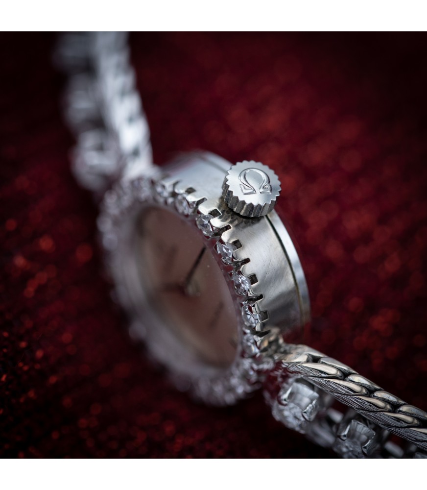 White gold Omega ladies watch with diamonds