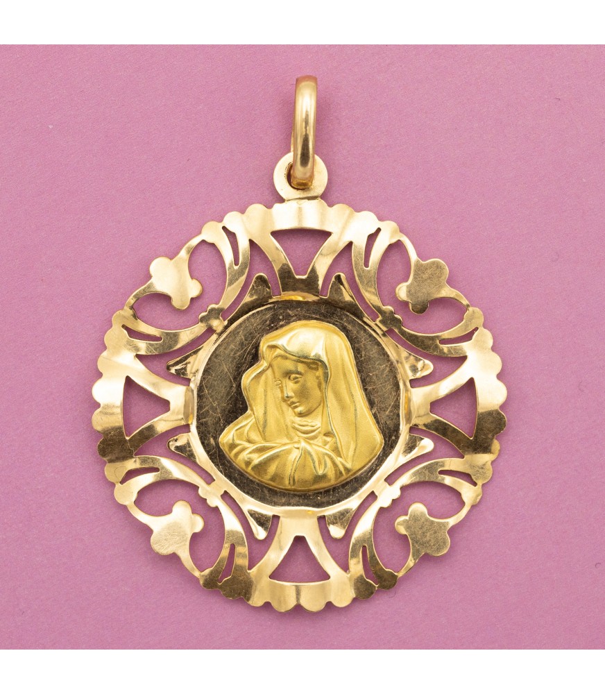 Italian Retro 18 k gold Virgin Mary Big Estate pendant - Our Lady