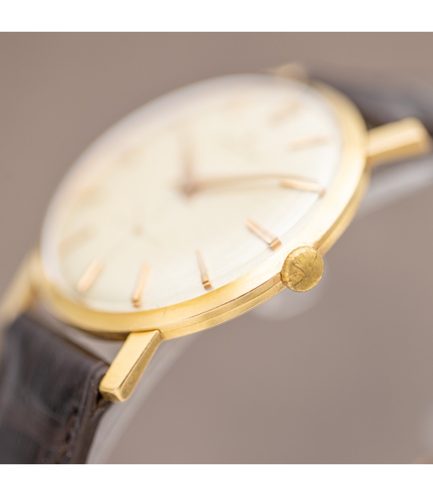 Zenith Stellina - Linen Dial - Vintage 18k Yellow Gold Men's Dress Watch