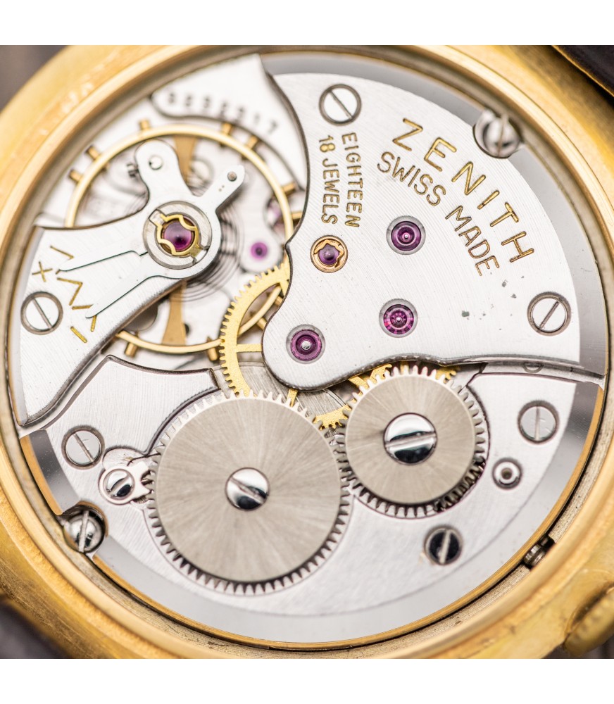 Zenith Stellina - Linen Dial - Vintage 18k Yellow Gold Men's Dress Watch