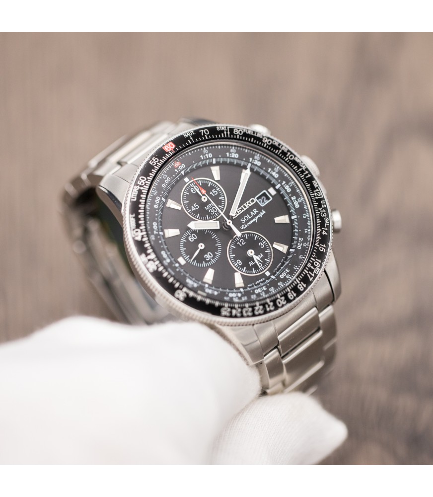 Seiko Prospex Solar Chronograph - Men's Pilot Quartz Watch - Ref. v172-0AC0