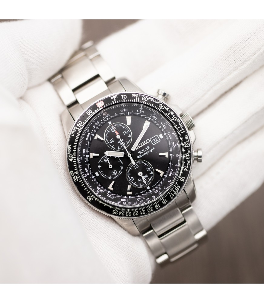 Seiko Prospex Solar Chronograph - Men's Pilot Quartz Watch - Ref. v172-0AC0