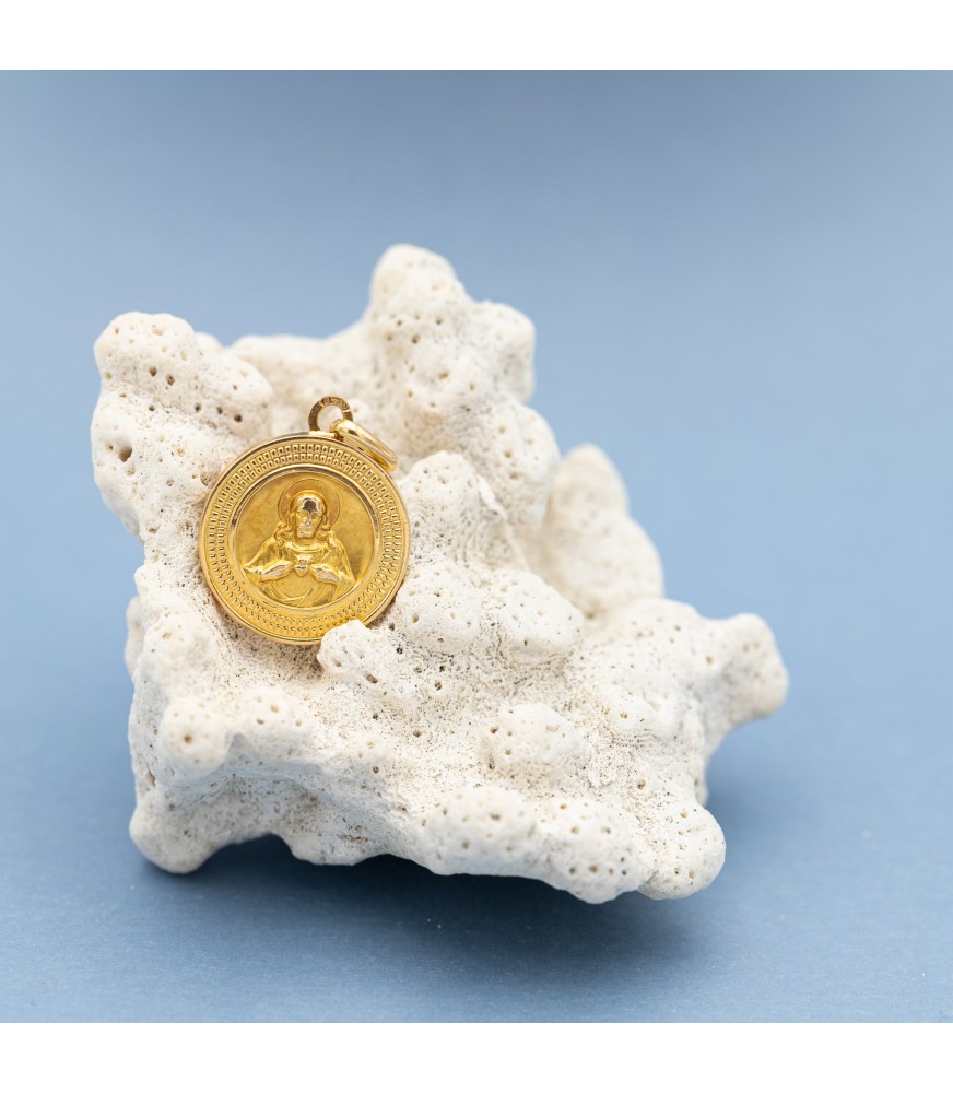 Vintage Catholic pendant - Solid gold Christian jewelry