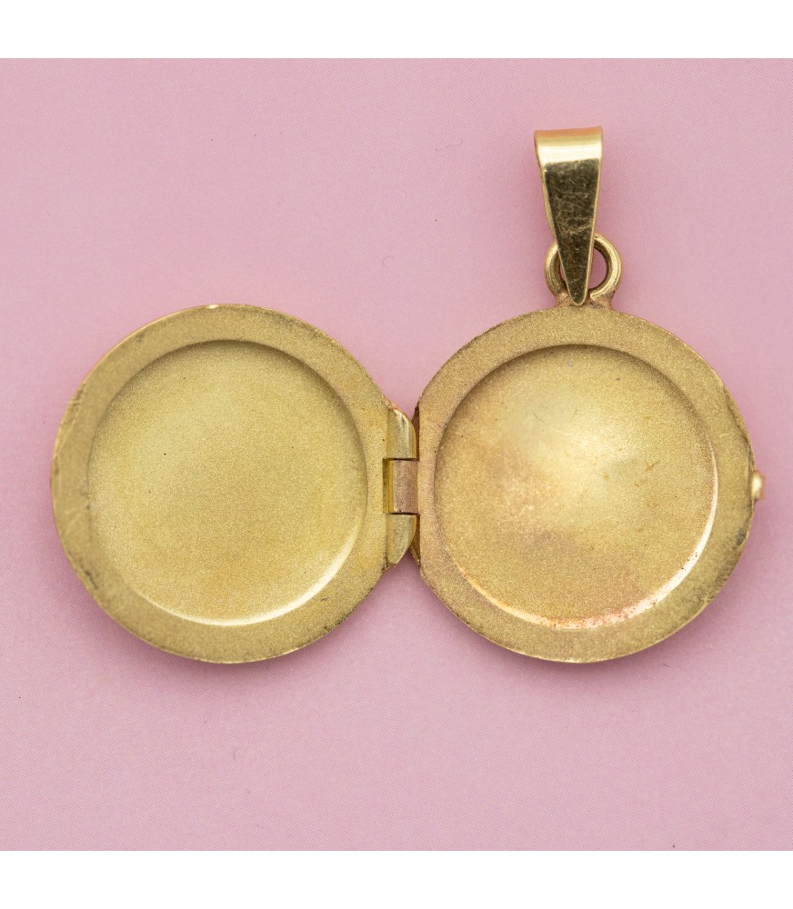 solid gold photo locket - floral vintage lovers pendant