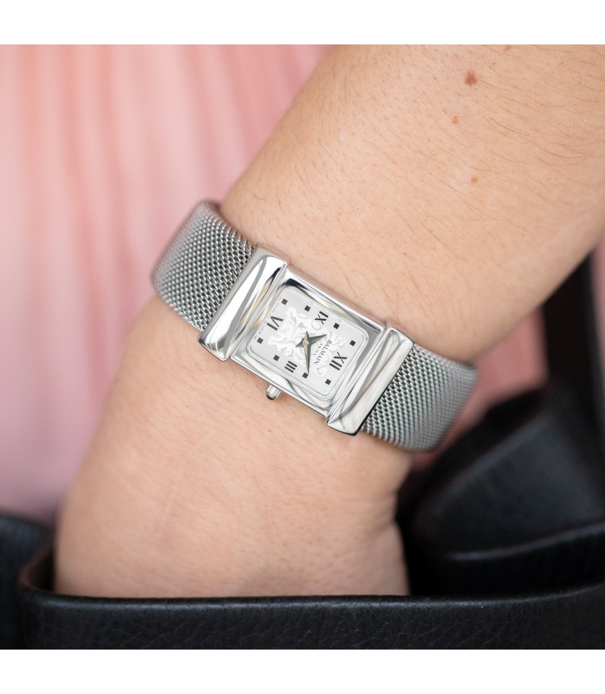 Pierre Balmain Steel Mesh Bracelet & Pink Leather Strap Included ...