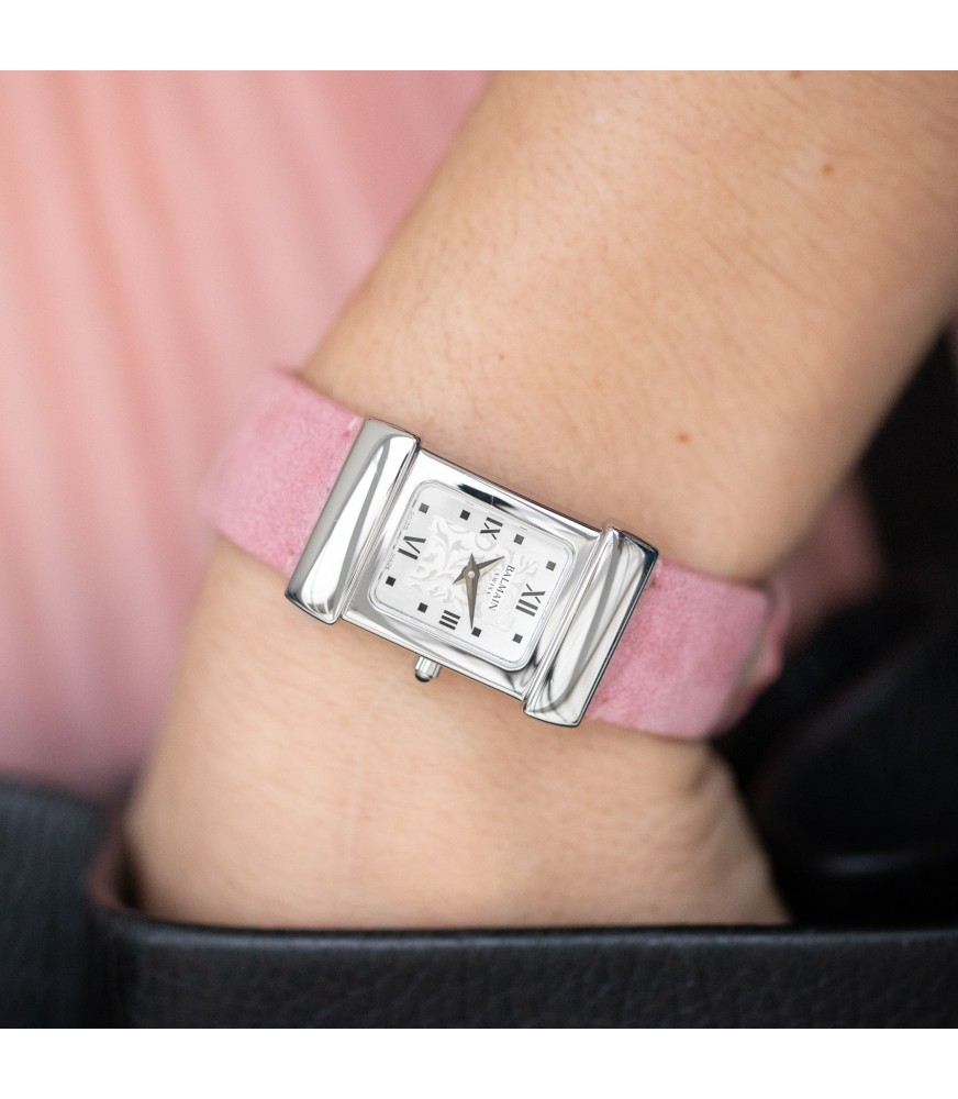 Pierre Balmain Steel Mesh Bracelet & Pink Leather Strap Included ...