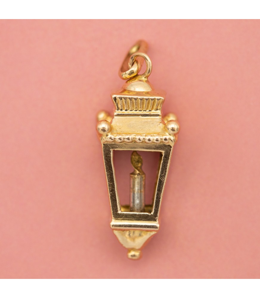 18 k light - Antique French lantern charm pendant