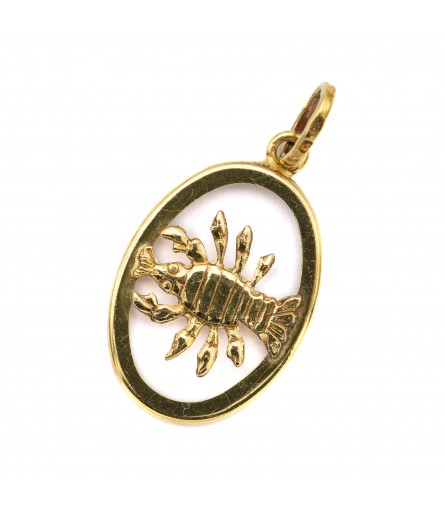 18 K Vintage zodiac pendant - cute Cancer charm in 18 ct yellow gold