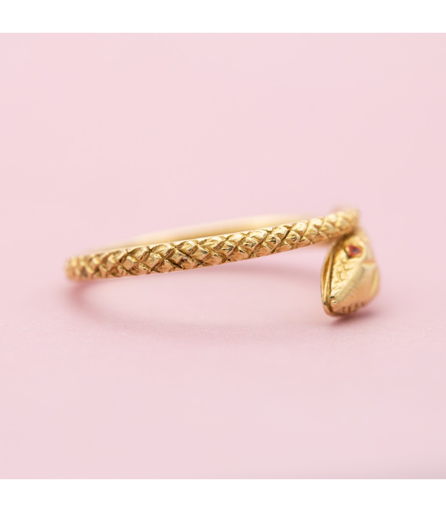 Solid 18 k gold Snake ring - Victorian symbol of eternal Love
