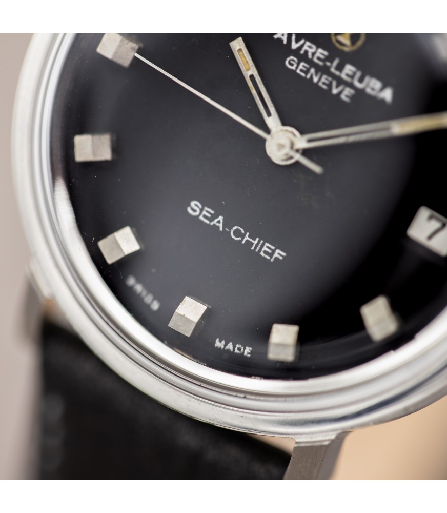 Favre-Leuba Sea Chief - Black Dial - Vintage Manual Winding Men's Dress ...