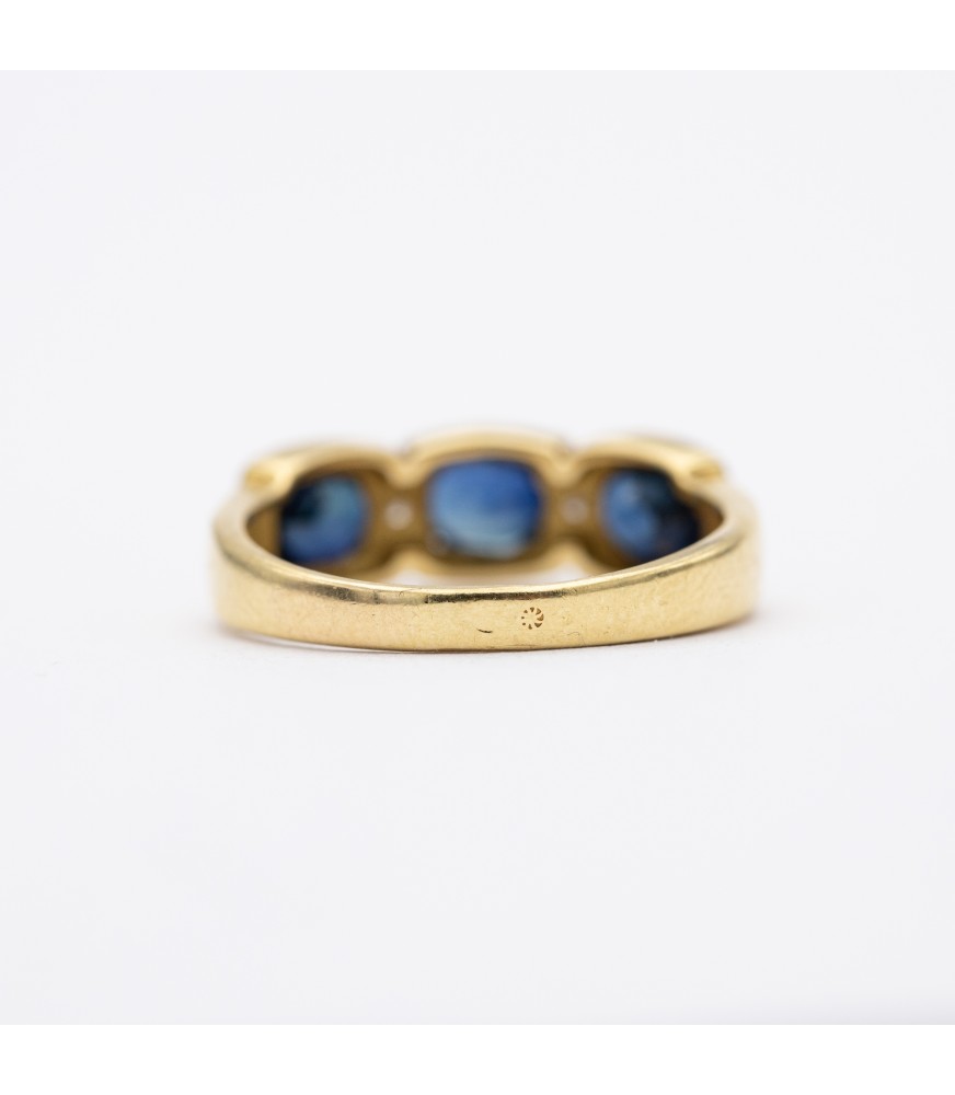 18k French Augis ring - 18 ct solid gold sapphire and diamond ring