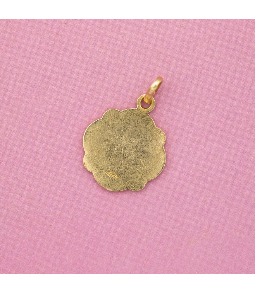 18k Cute Angel Raphael medallion - Vintage Solid Gold Pendant