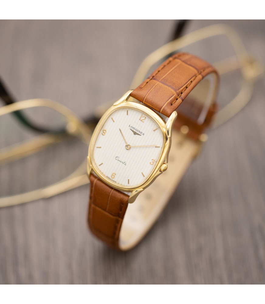 Longines Quartz - Vintage Men's Dress Watch - 18k Solid Yellow Gold ...
