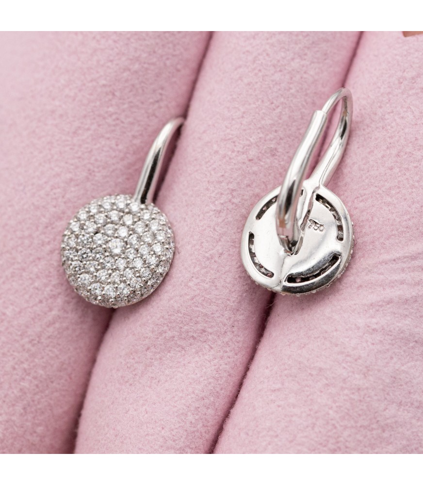 18K Bigli earrings - Diamond wave earrings - classic dangling earrings