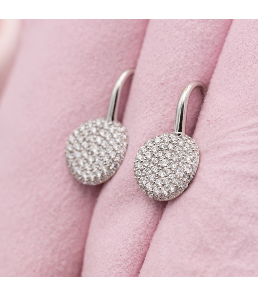 18K Bigli earrings - Diamond wave earrings - classic dangling earrings