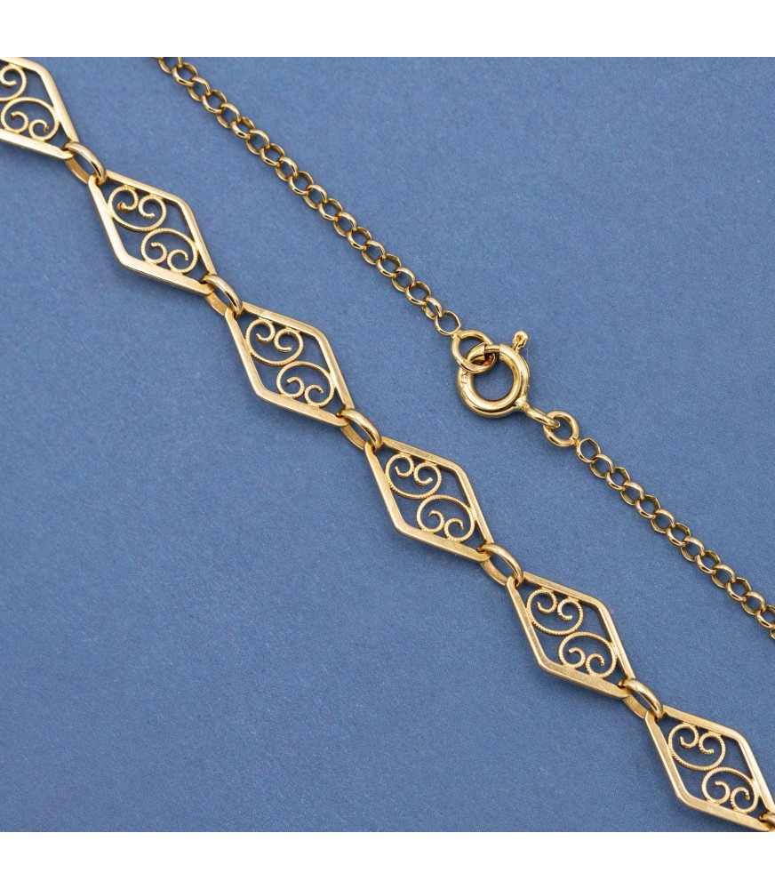 Lovely 18k Belle Epoque Necklace - French Filigree Chain Necklace