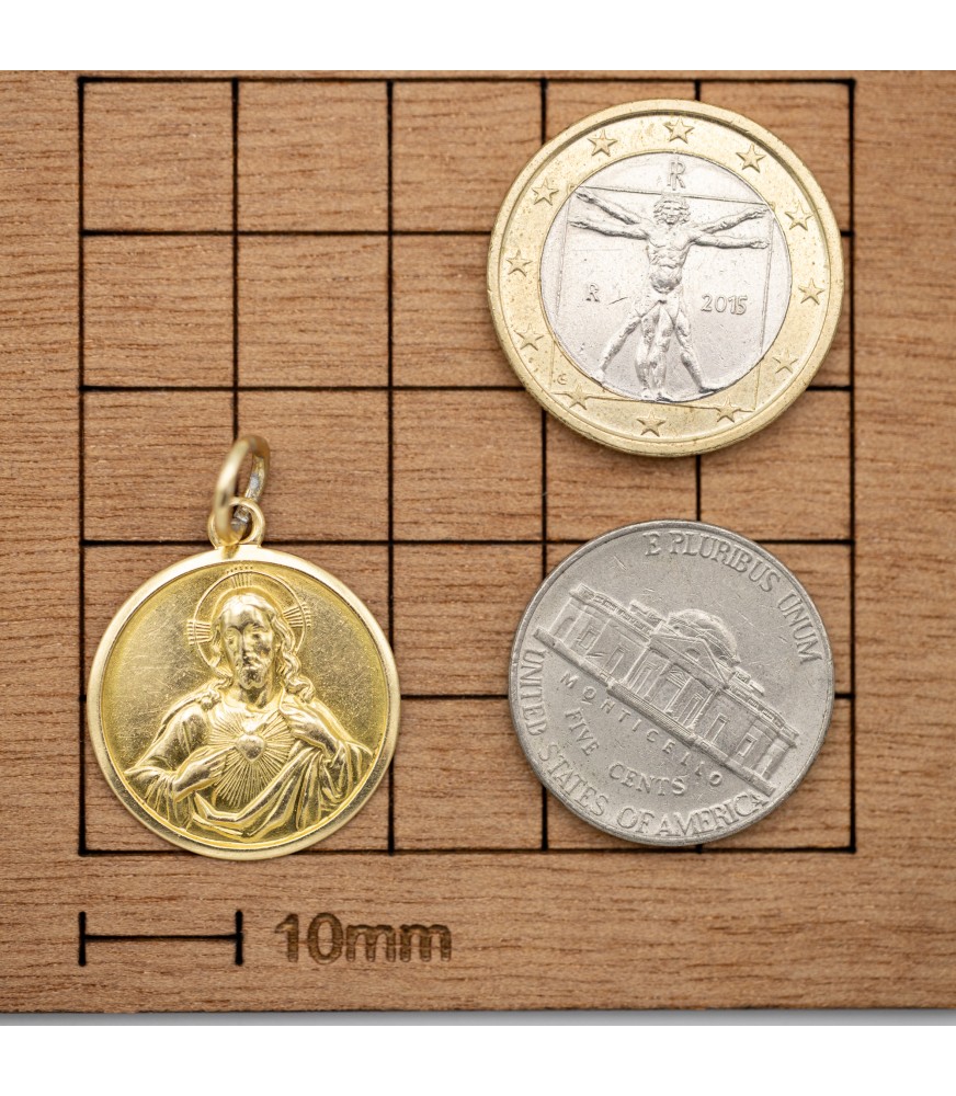 XL 18k Double sided medal - Estate 18ct solid yellow gold - Catholic