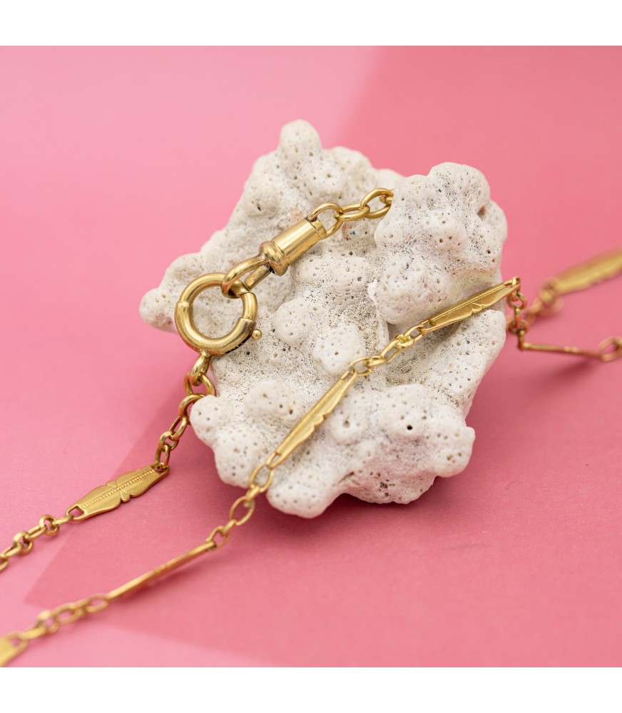 18K French solid gold watch chain - unique Antique Necklace - Choker