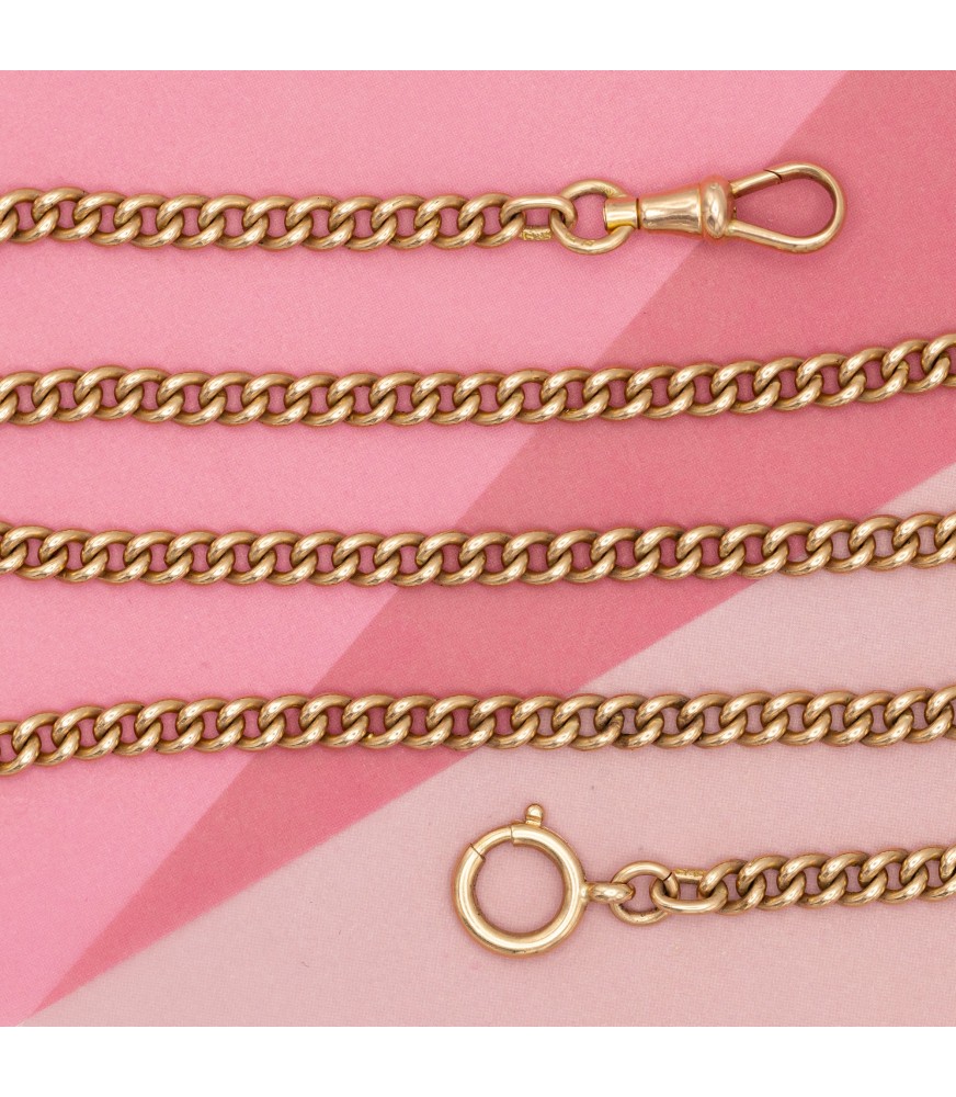 14k solid gold Antique Necklace - Albert Chain necklace - 18,11 Inch